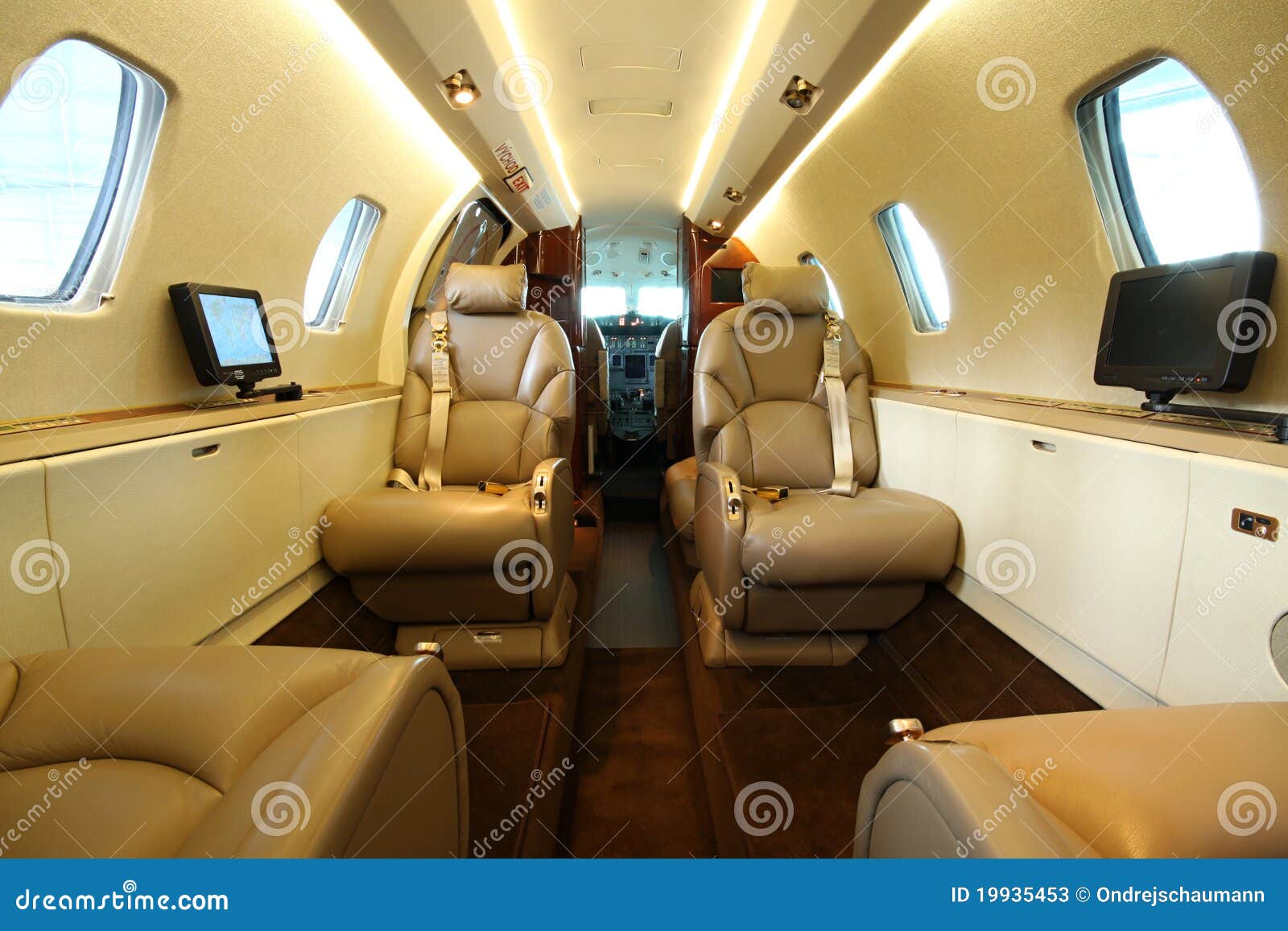 Luxury Jet - Central Galley Stock Image - Image of corporate, black ...