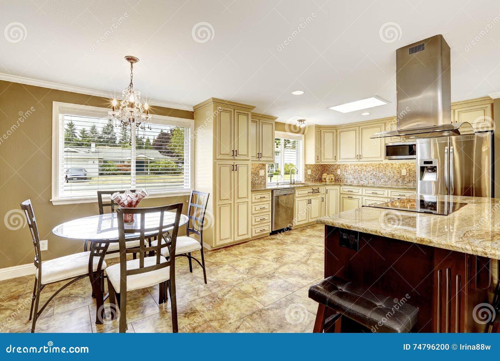 Luxury Kitchen Interior in Light Beige Color Stock Photo - Image of ...