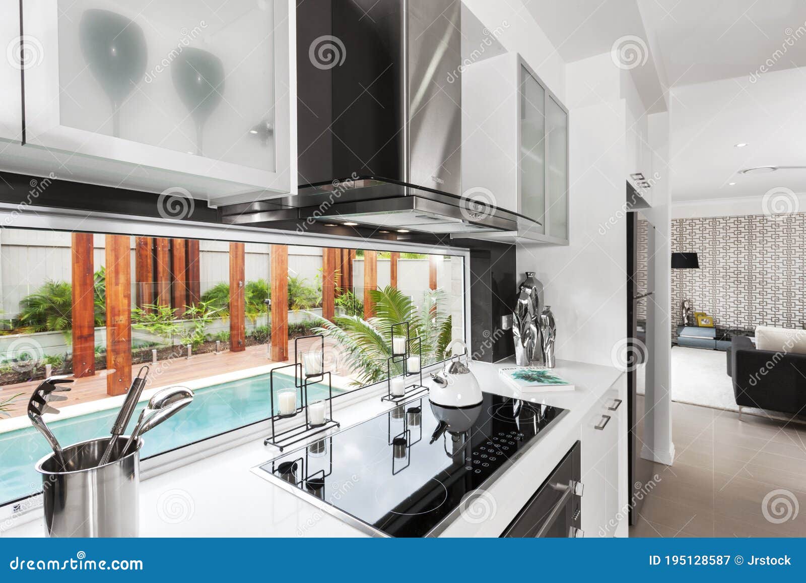 A Luxury Kitchen Room Bright Interior Design Stock Image - Image of ...