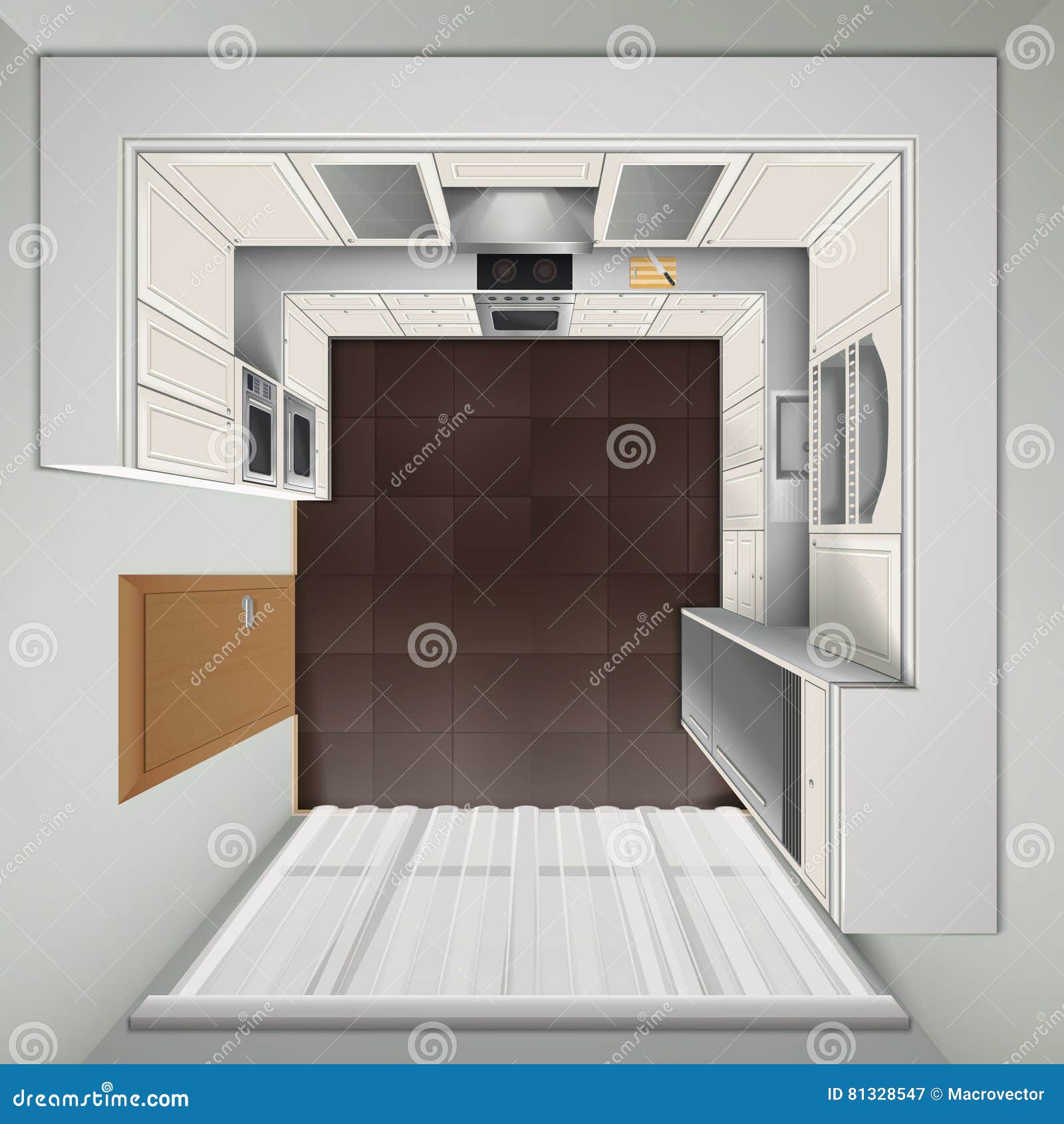 Luxury Kitchen Top View Realistic Image Stock Vector - Illustration of ...