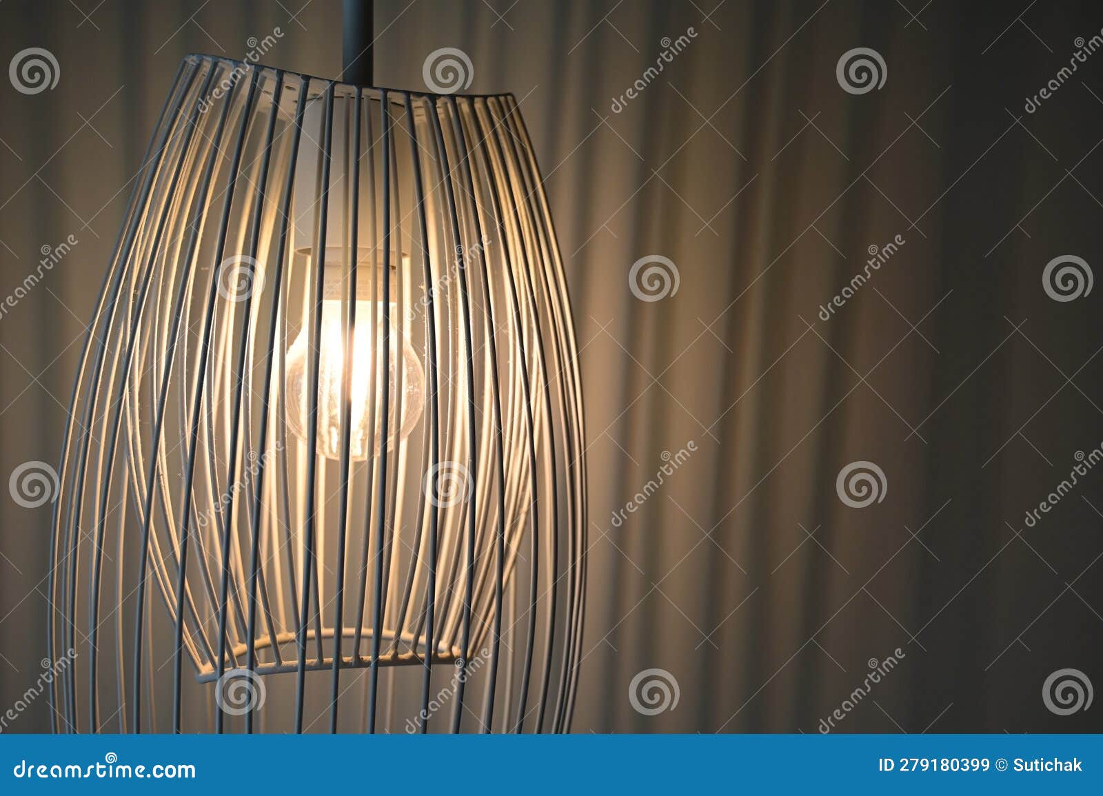 Luxury Lamp Hanging on Room with White Curtain Stock Image - Image of ...
