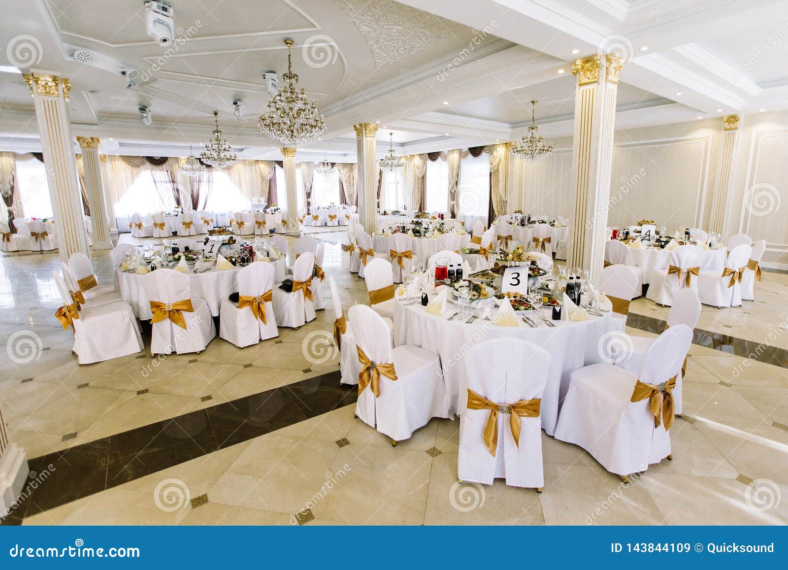 Luxury and Large Wedding Hall Stock Image - Image of event, crockery ...
