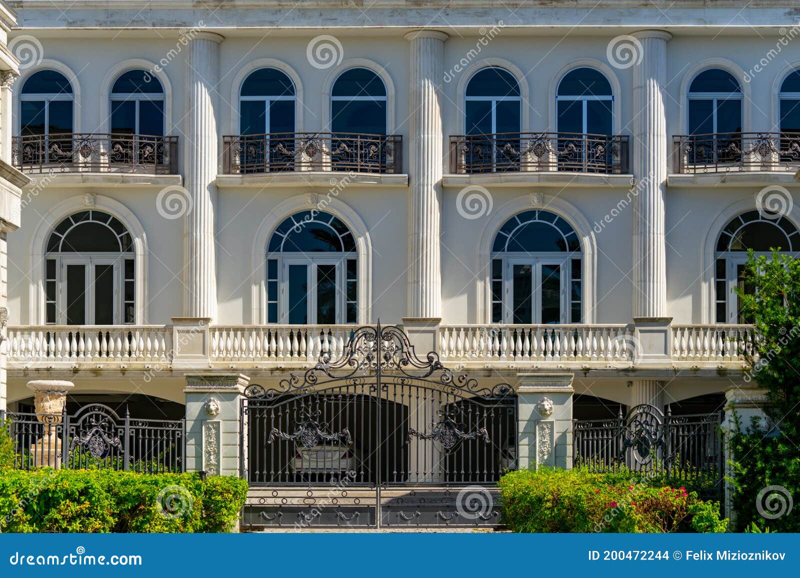 Luxury Lavish House with Security Gate Stock Photo - Image of upper ...