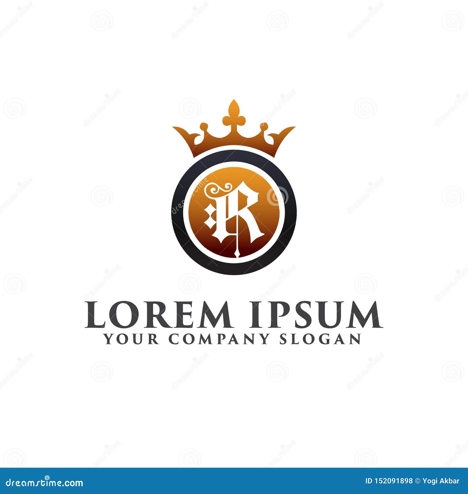Luxury Letter R with Crown Logo Design Concept Template Stock Vector ...