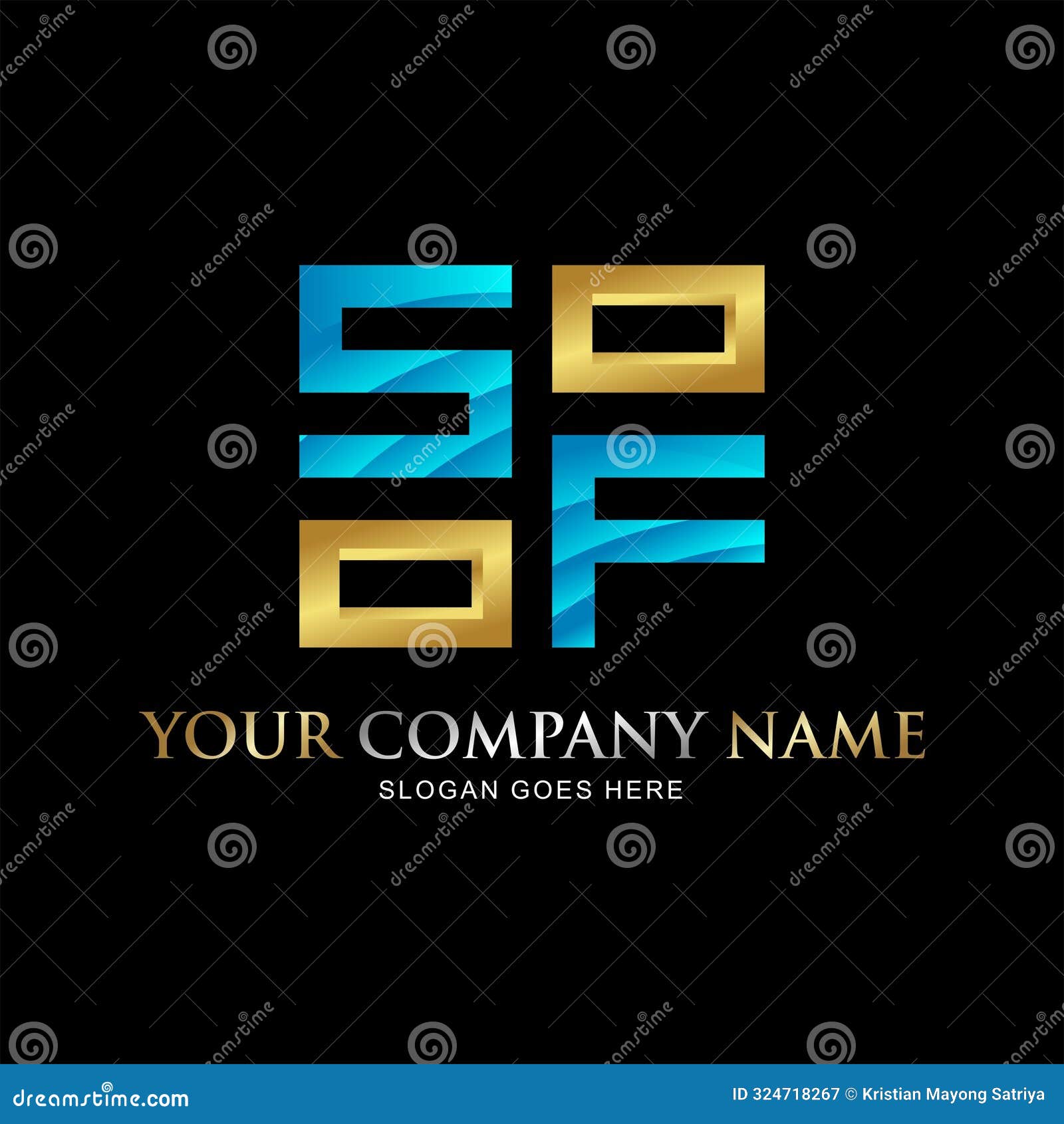 Luxury Letter SF Logo Template on Black Background Stock Vector ...
