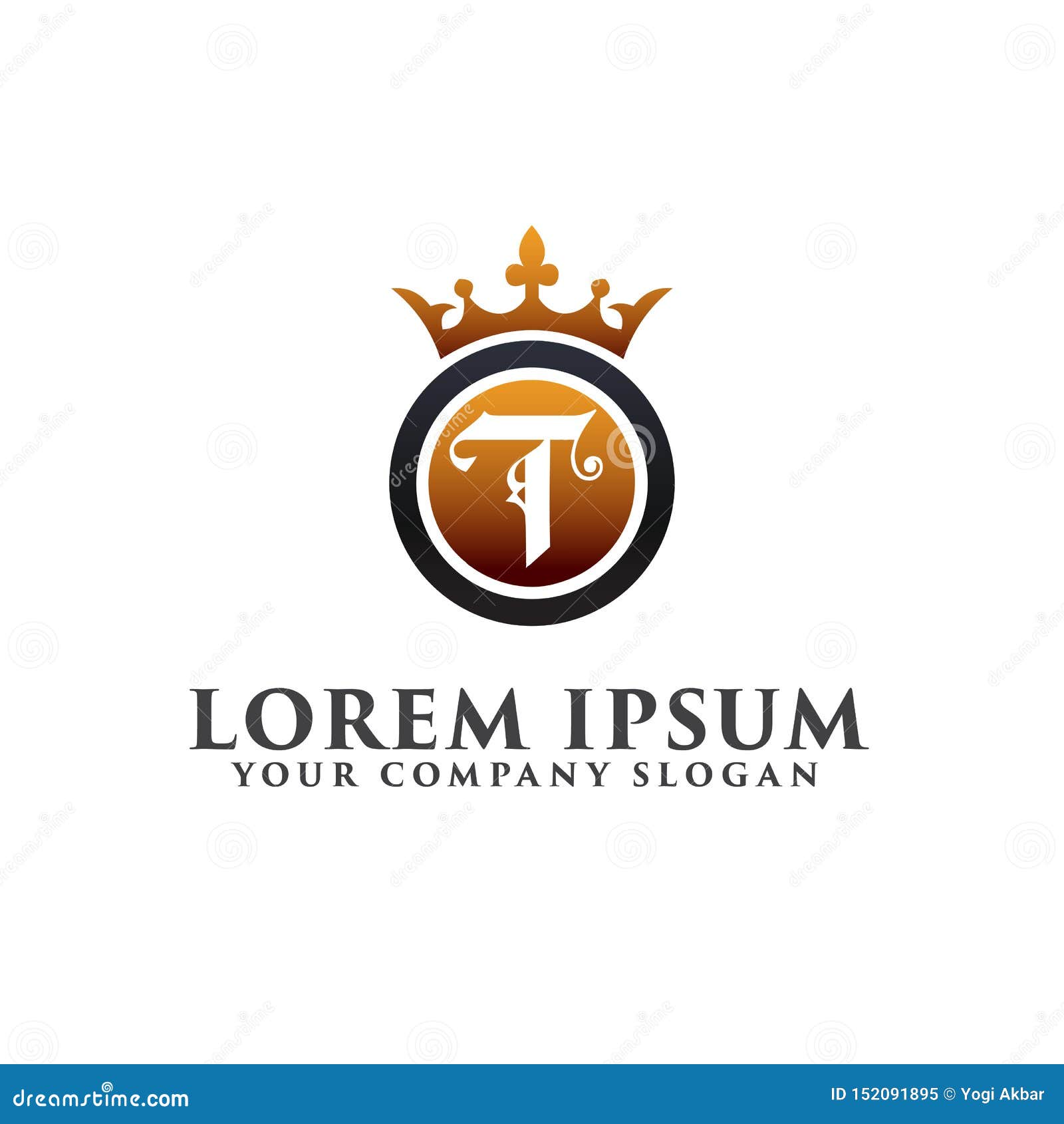 Luxury Letter T with Crown Logo Design Concept Template Stock Vector ...