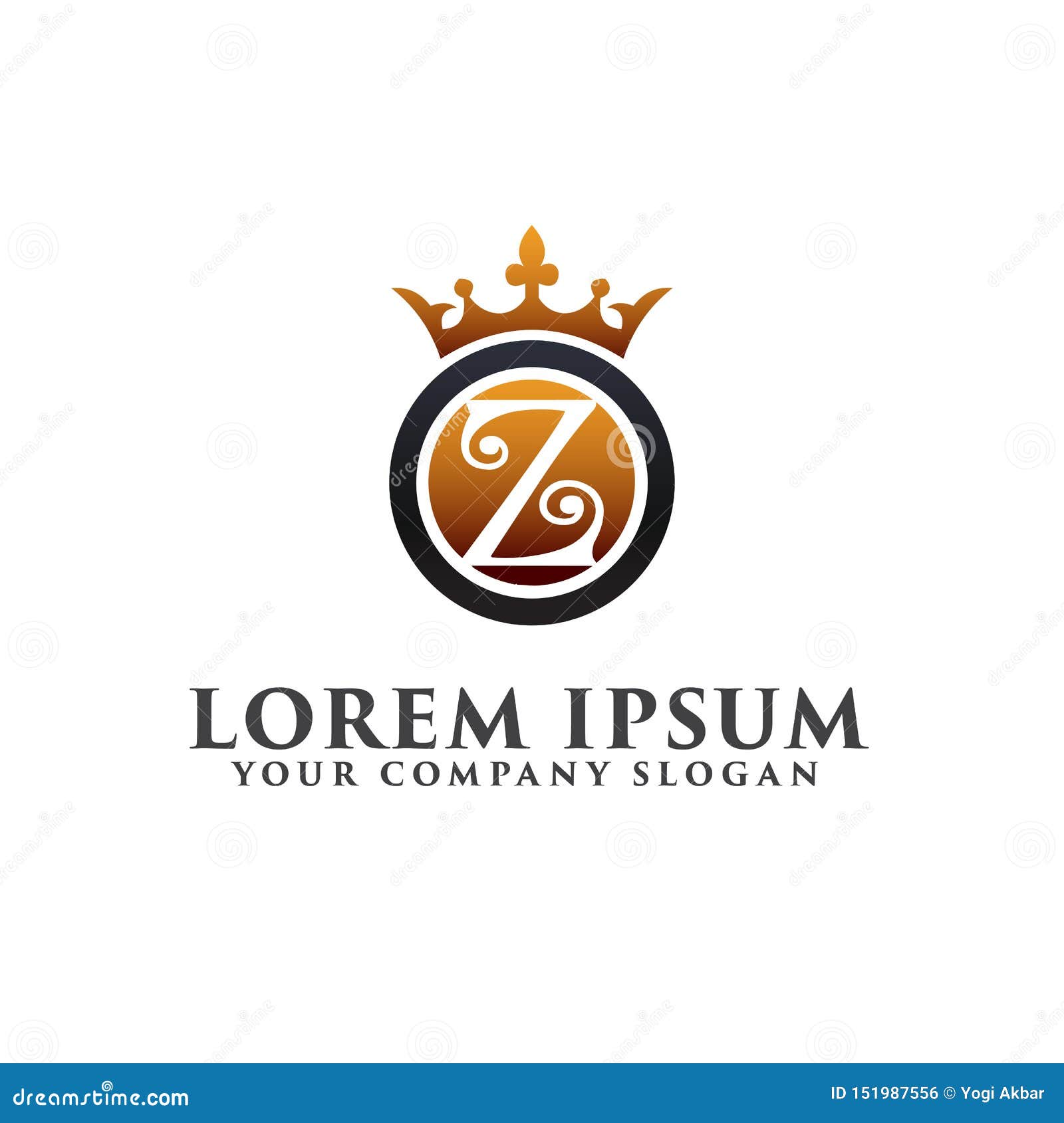 Luxury Letter Z with Crown Logo Design Concept Template Stock Vector ...