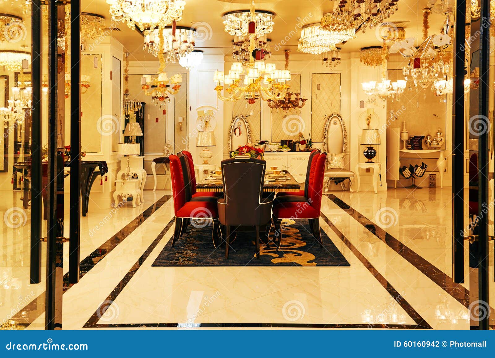 Luxury Lighting Shop Window Front Stock Photo - Image of gold, display ...