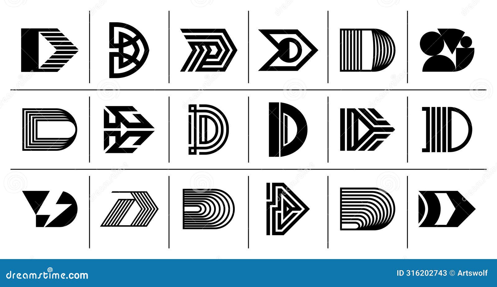 Luxury Line Letter D Logo Design Bundle Stock Vector - Illustration of ...