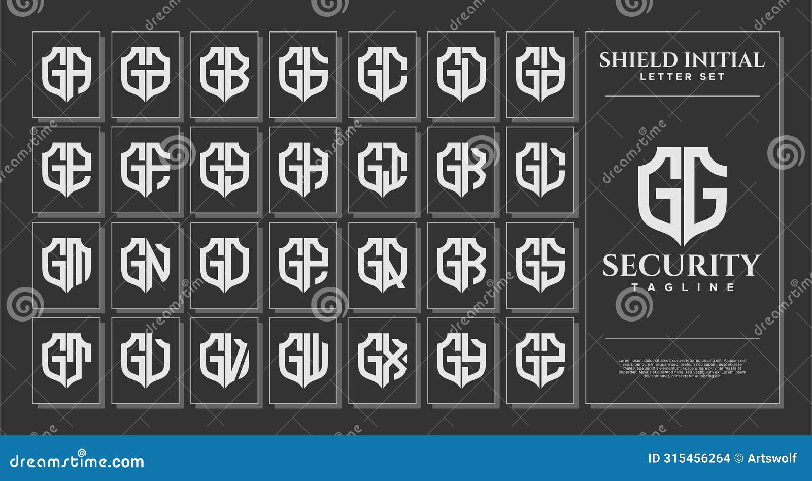 Luxury Line Shield Letter G GG Logo Template Set Stock Vector ...