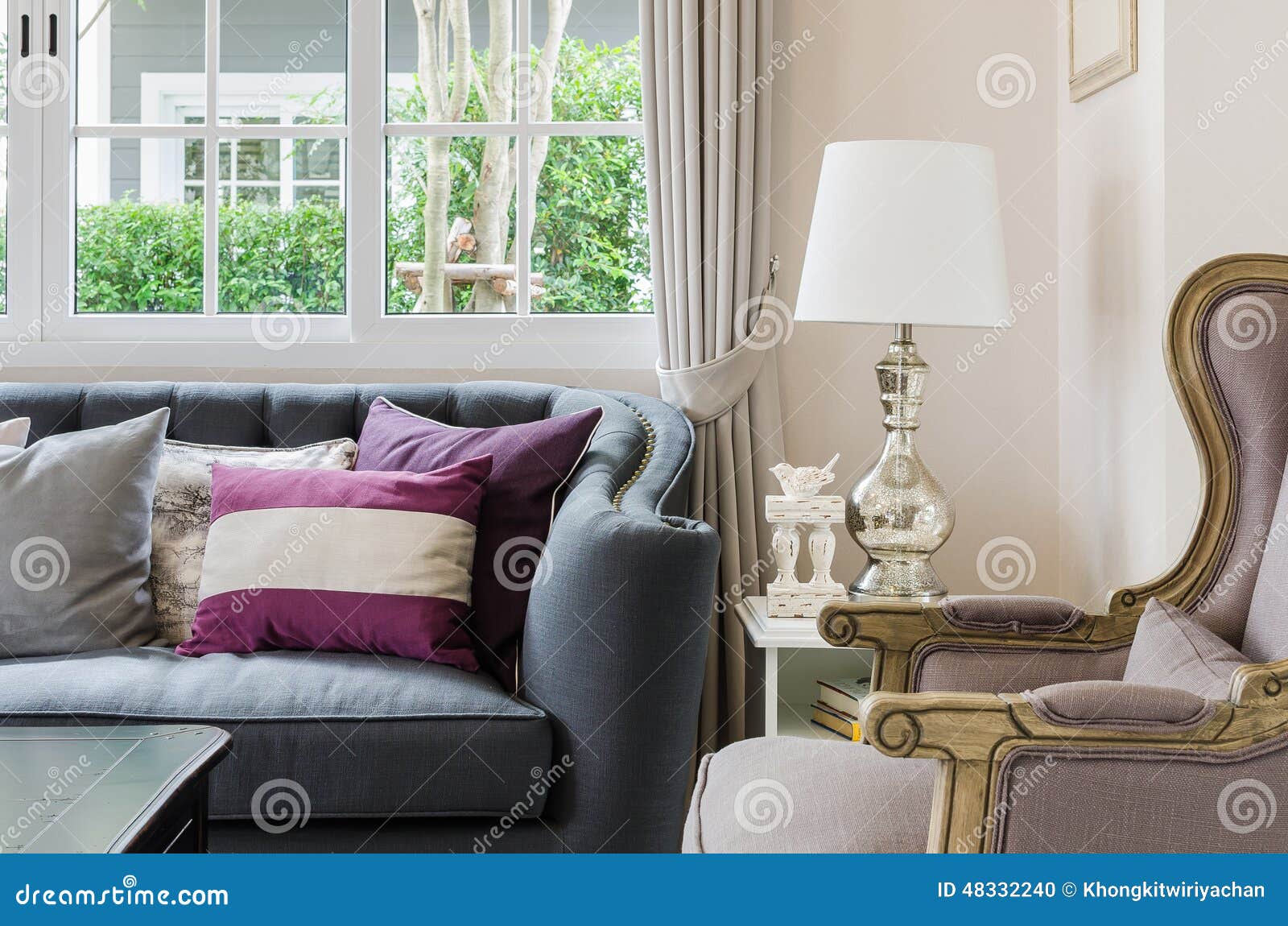 Luxury Living Room Design with Sofa Stock Photo - Image of decor ...