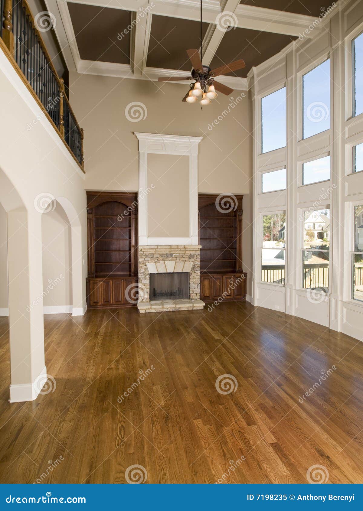 Luxury Living Room with Window Wall Vertical Stock Image - Image of ...