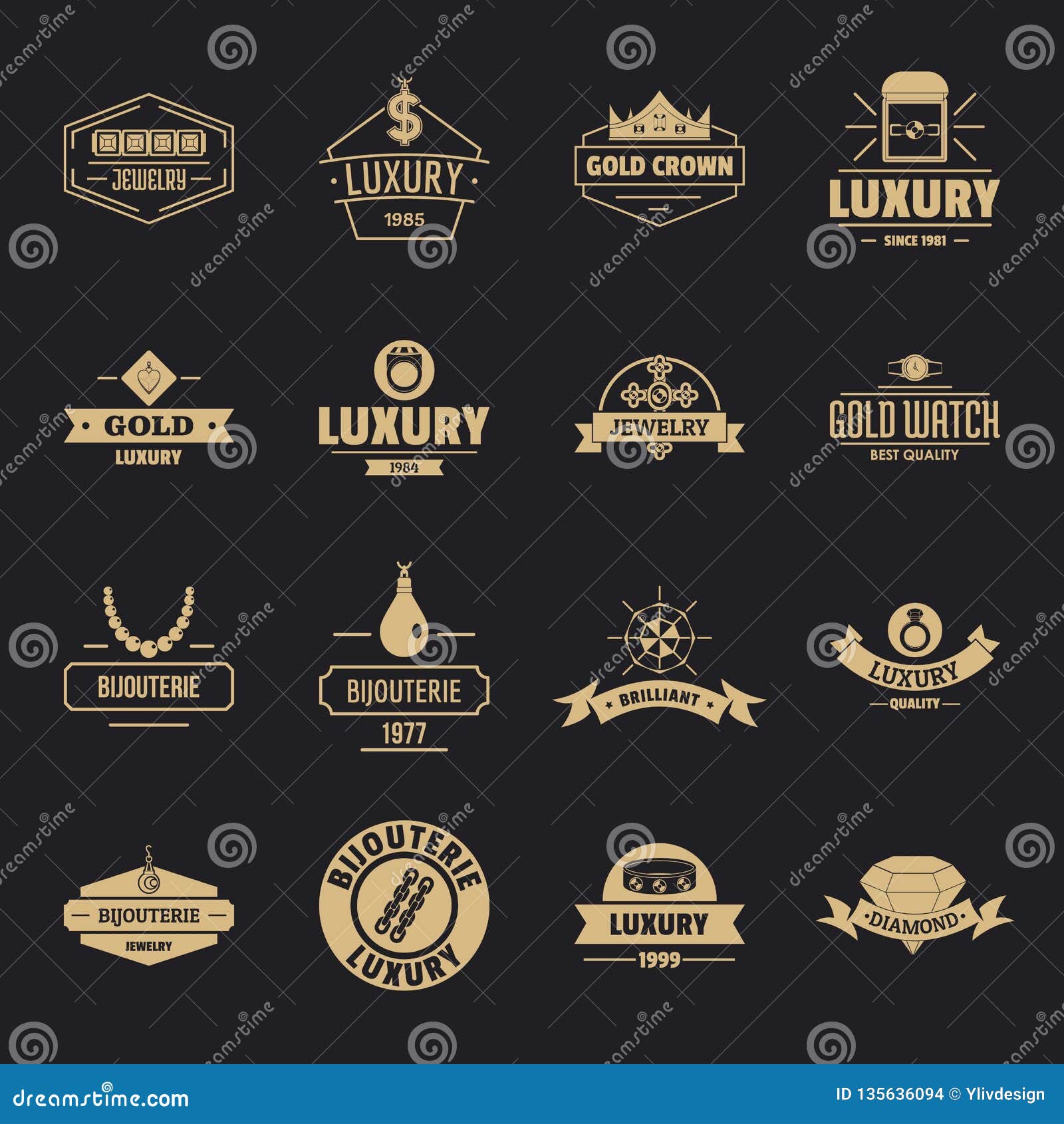 Luxury Logo Icons Set, Simple Style Stock Vector - Illustration of ...