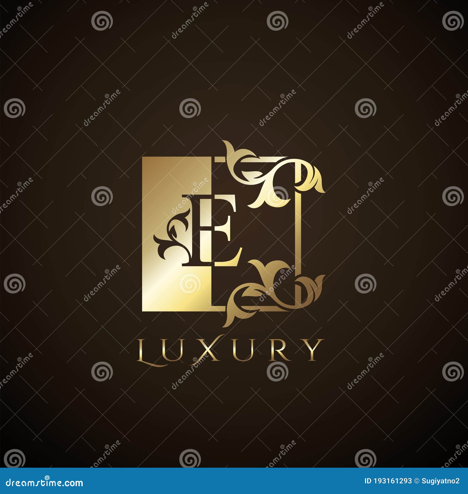 Luxury Logo Letter E Golden Square Vector Design Concept Stock Vector ...