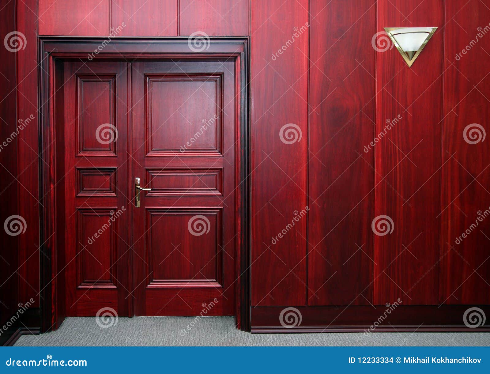 Luxury Mahogany Interior with Door Stock Photo - Image of boards ...