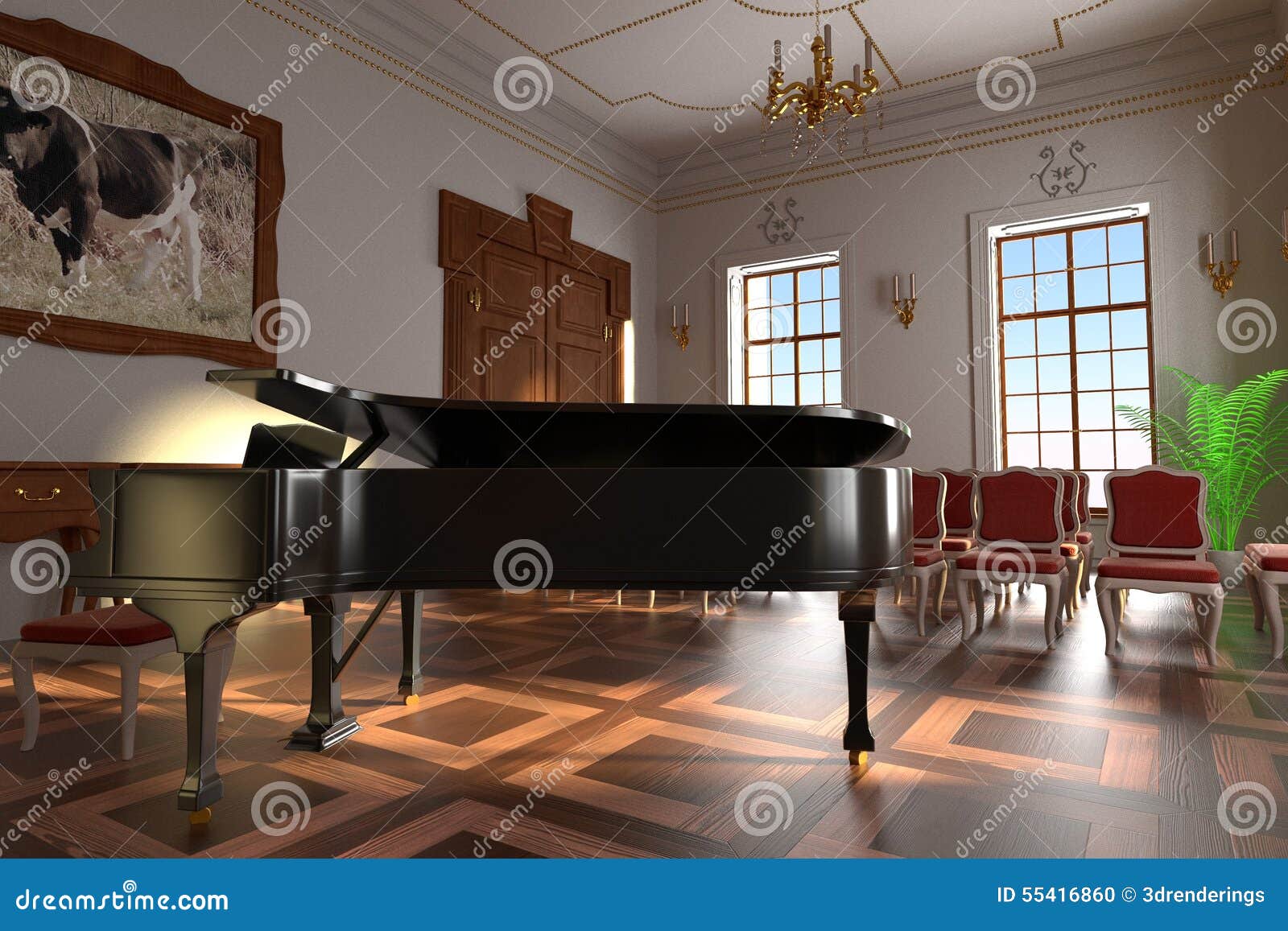 Luxury Manor Interior - Hall Stock Illustration - Illustration of lobby ...