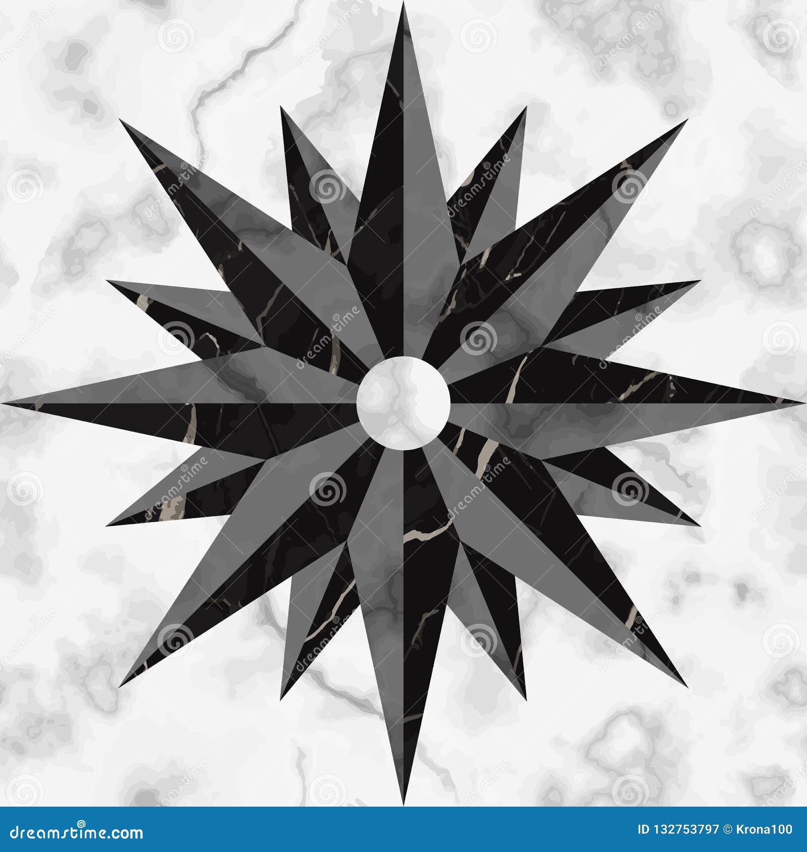 Luxury Marble Mosaic Compass Sign Seamless Pattern Stock Vector ...