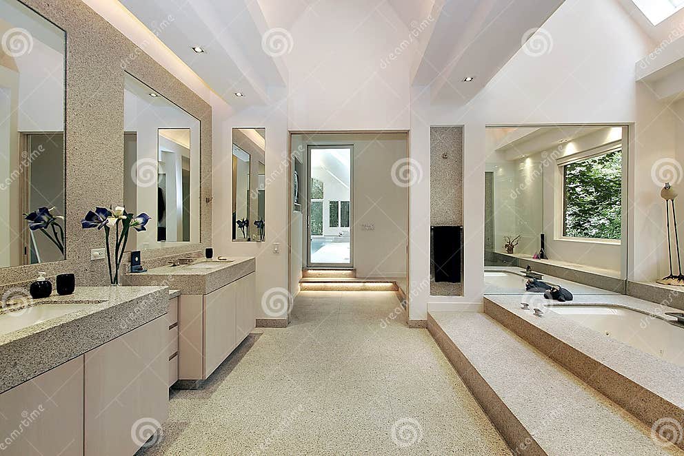 Luxury Master Bath with Step Up Tub Stock Image - Image of house ...
