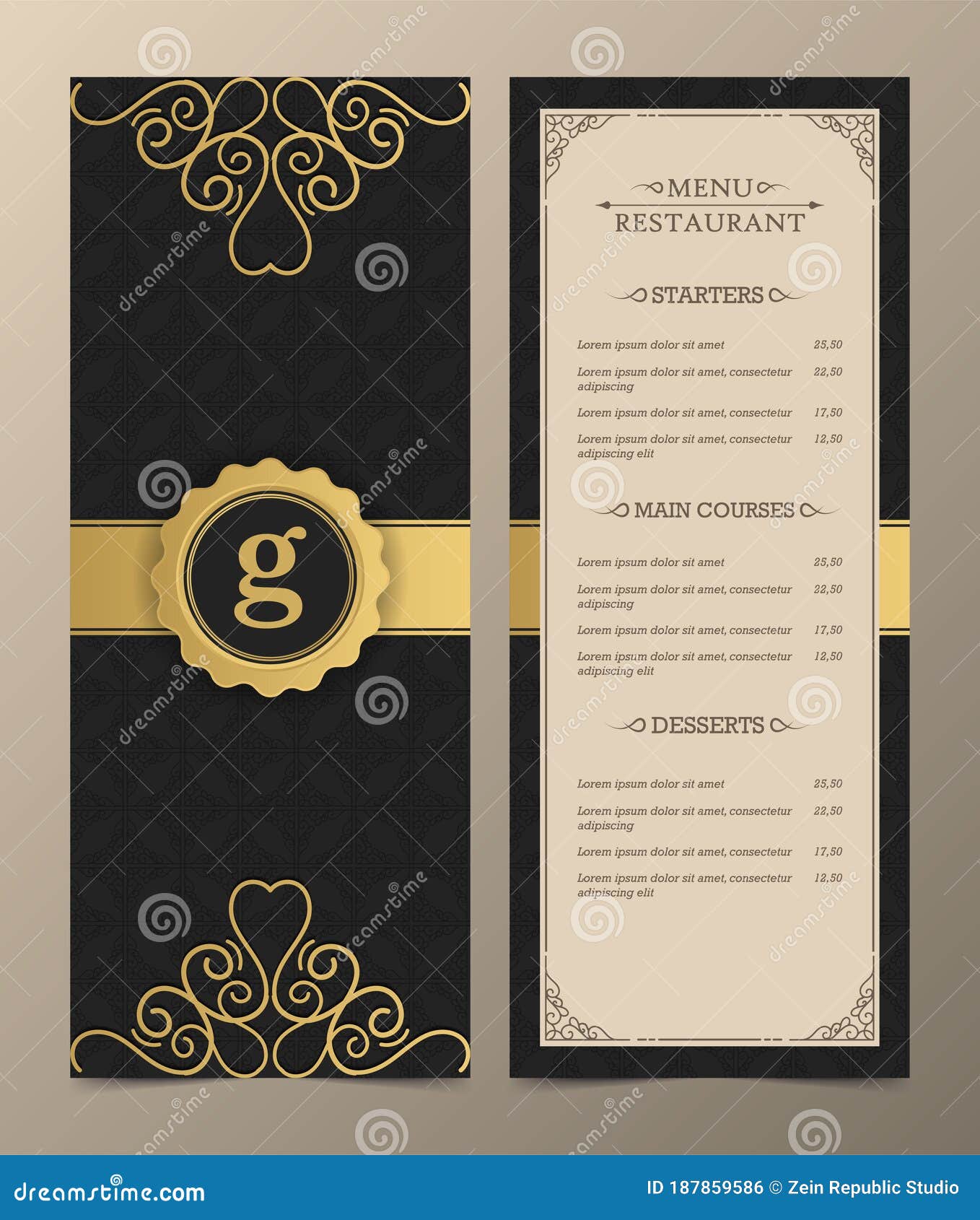 Luxury Menu Layout with Ornamental Elements Stock Vector - Illustration ...