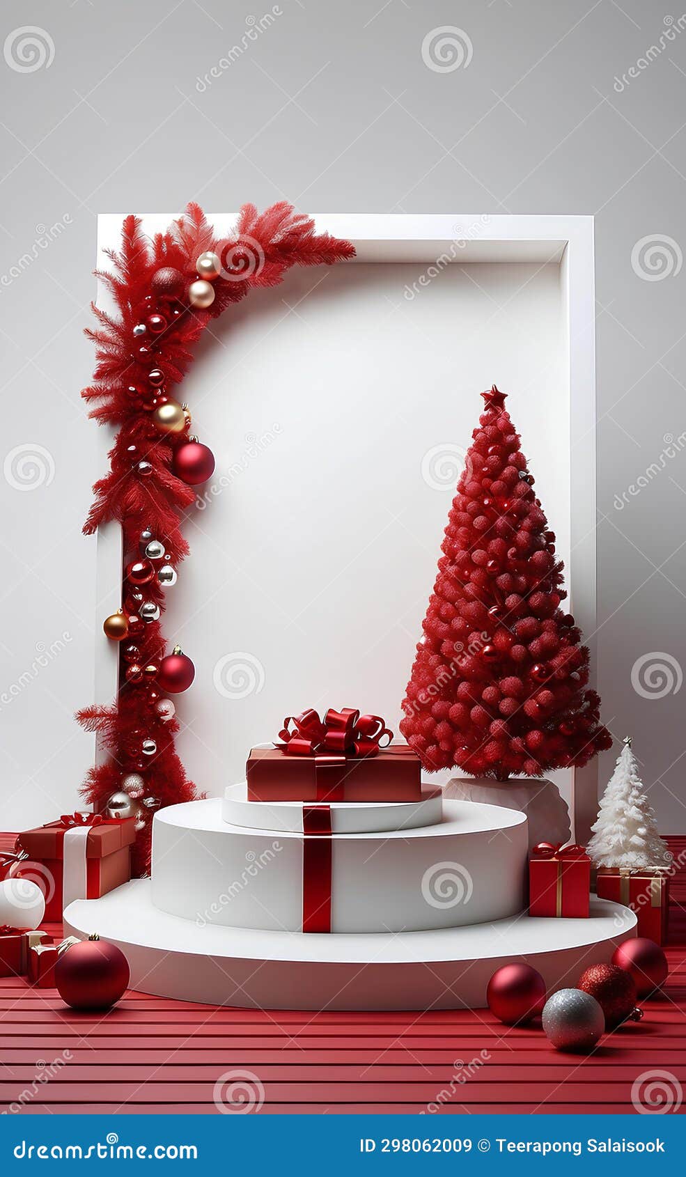 Luxury Merry Christmas Product Display Podium with Tree and Decoration ...