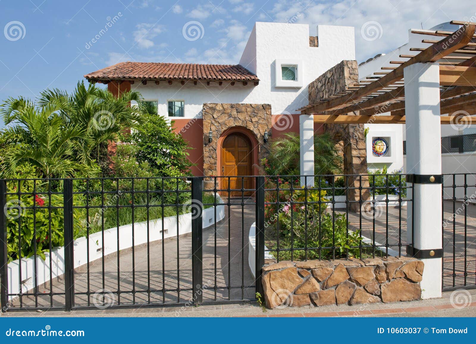 Luxury Mexican home stock image. Image of landscaping - 10603037