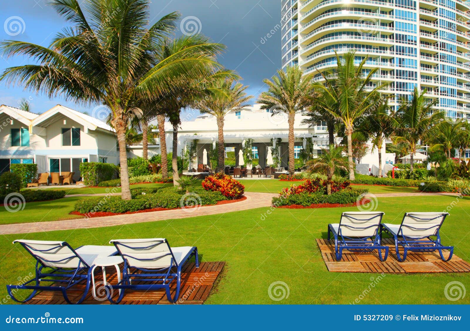 Luxury Miami Resort stock image. Image of lawn, grass - 5327209