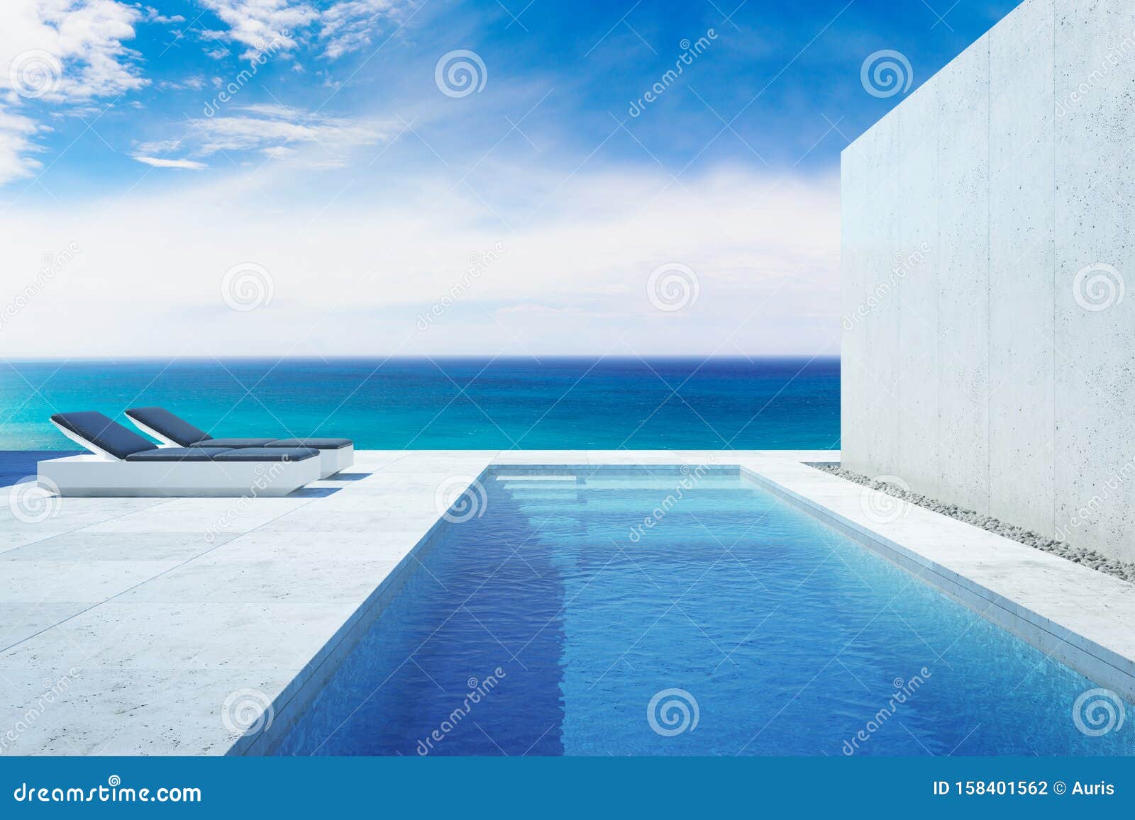 Luxury Modern Backyard with a Swimming Pool, 3d Stock Illustration ...