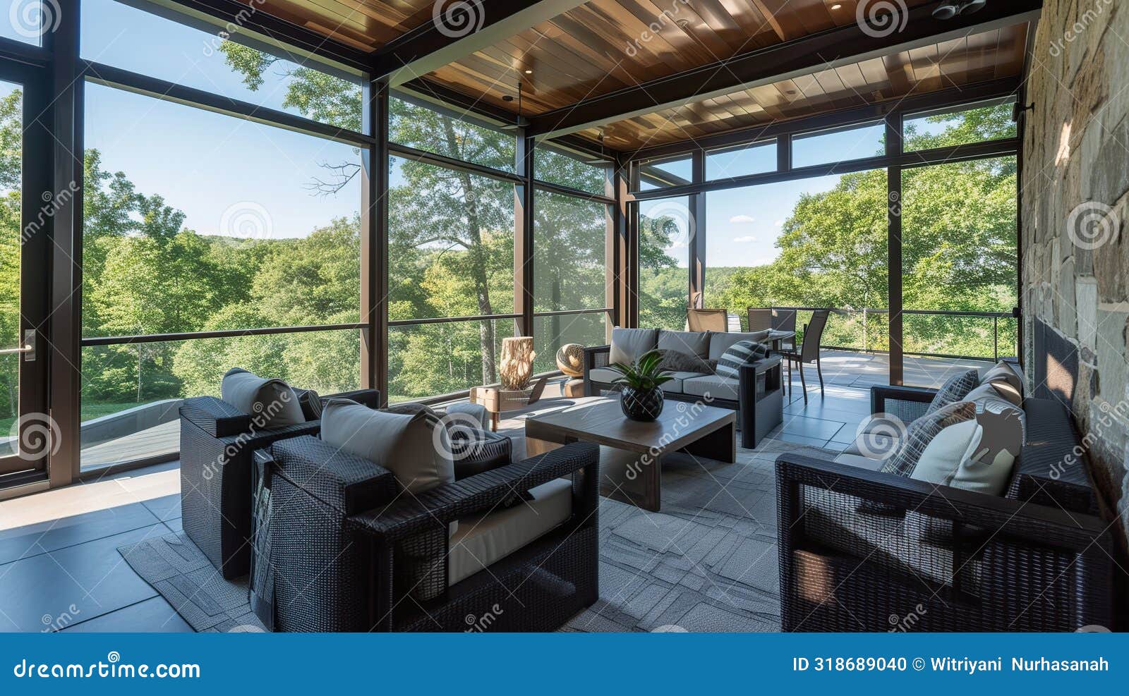 Luxury Modern Home Sun Porch. Generative AI Stock Illustration ...