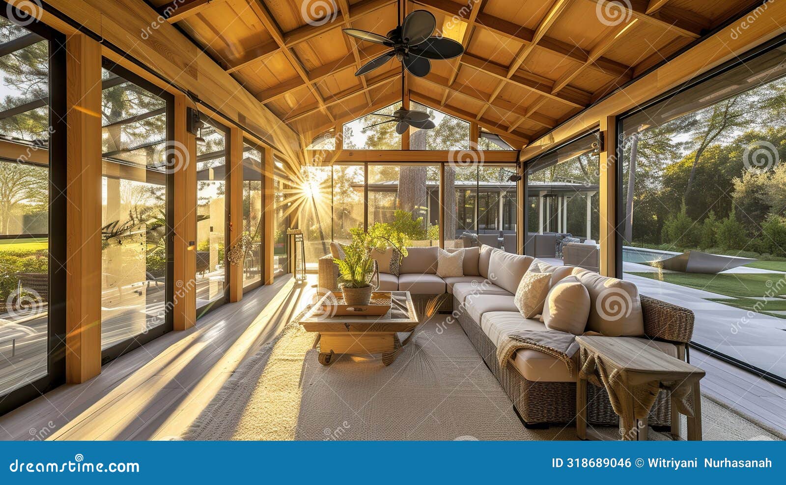 Luxury Modern Home Sun Porch. Generative AI Stock Illustration ...