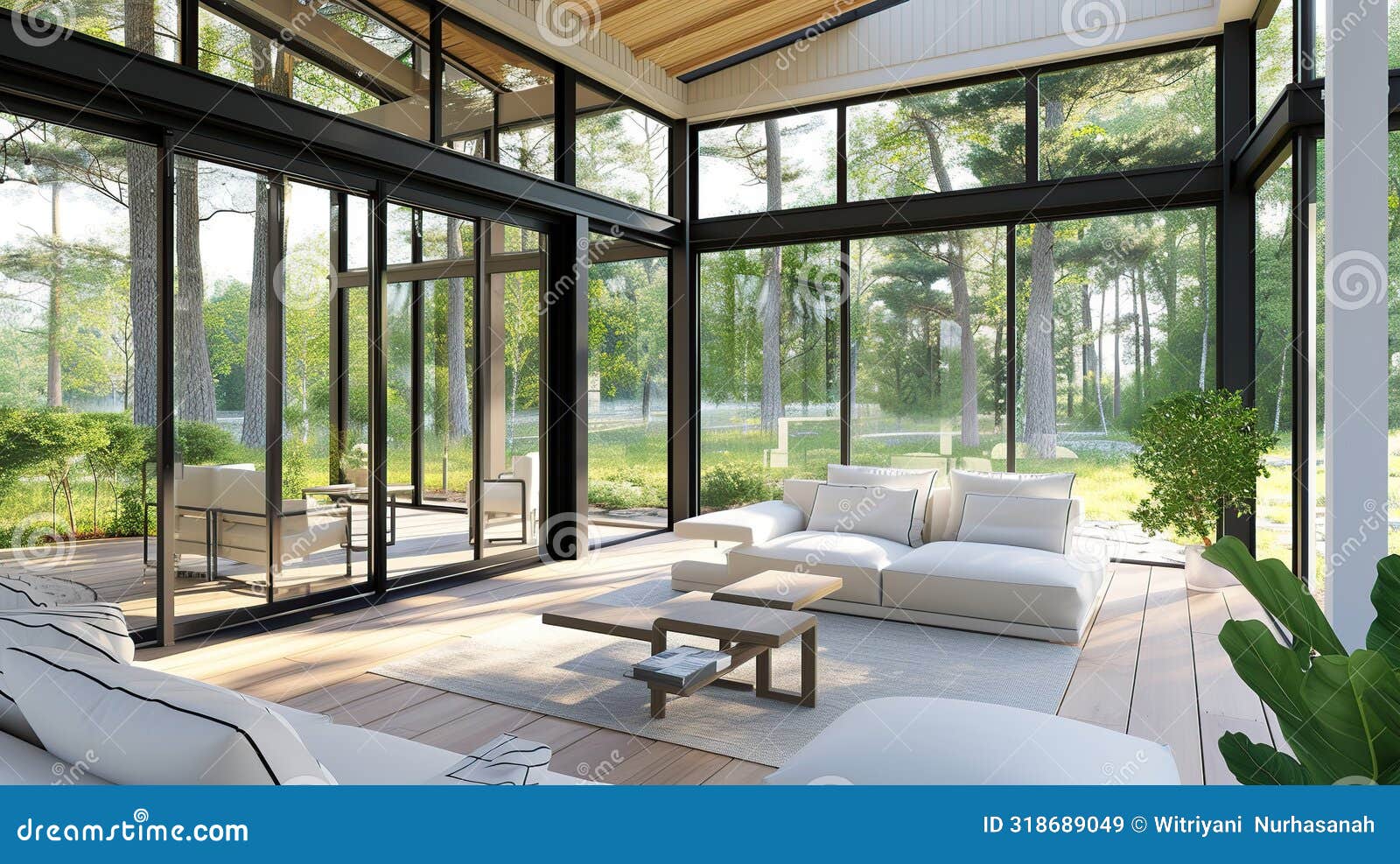 Luxury Modern Home Sun Porch. Generative AI Stock Illustration ...