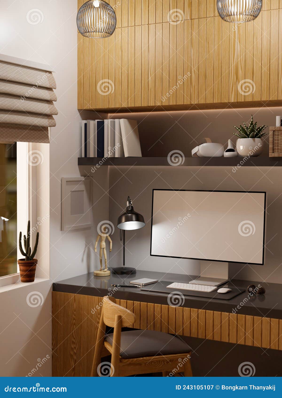 The Luxury of a Modern Home Workspace Includes a PC Desktop Computer ...