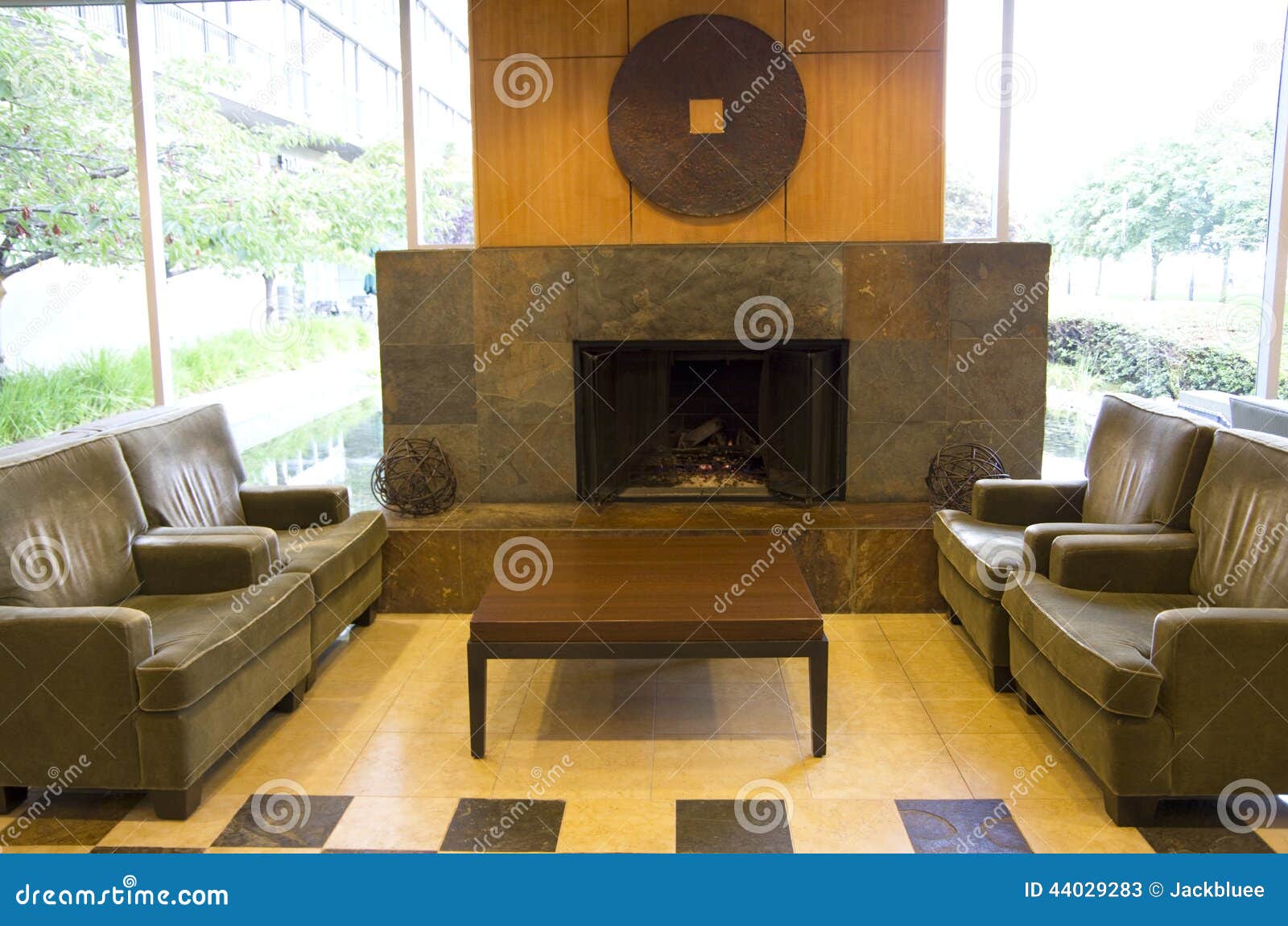 Luxury Modern Hotel Fireplace Stock Image - Image of interiors, nice ...