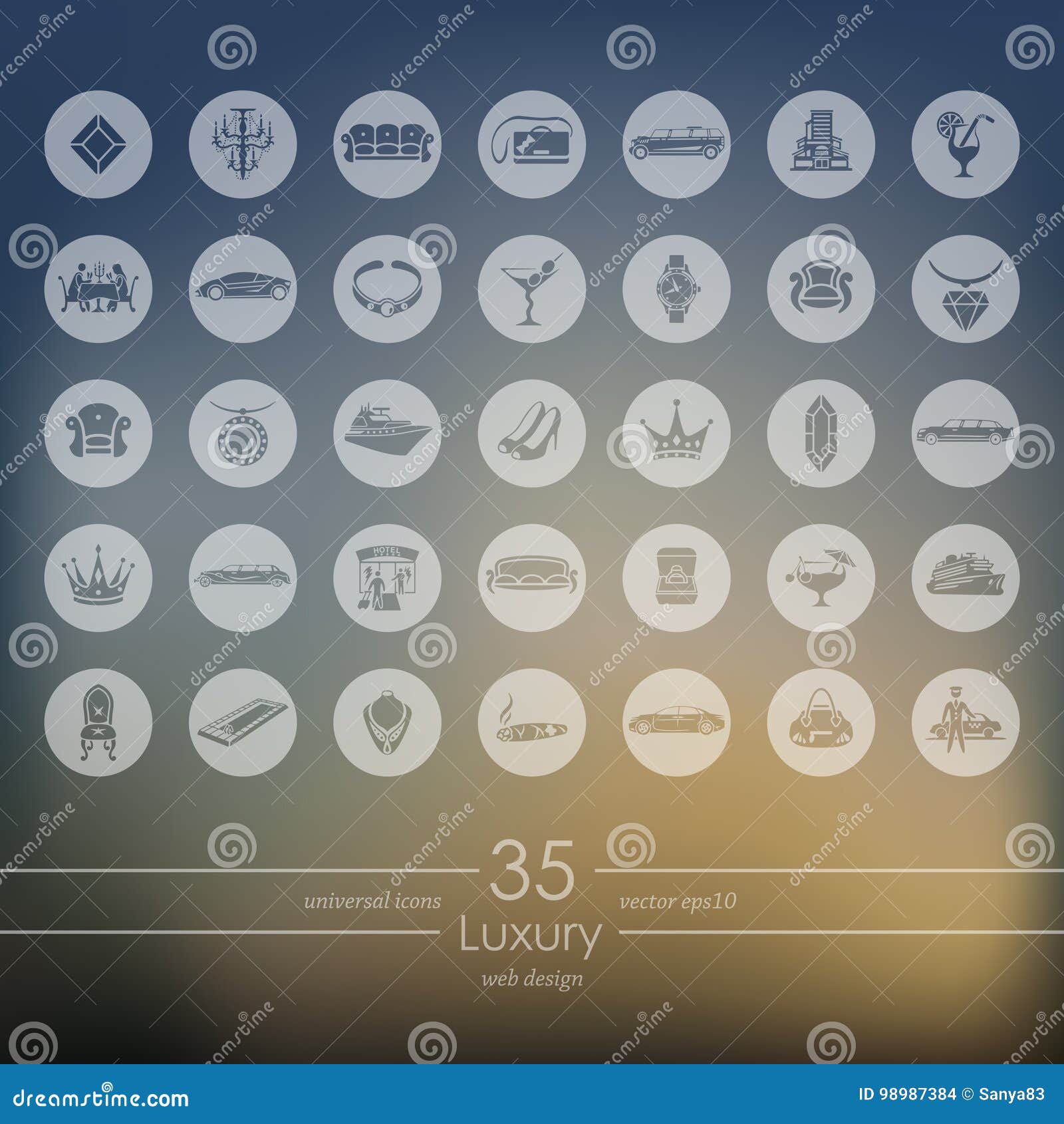 Set of luxury icons stock vector. Illustration of cocktail - 98987384