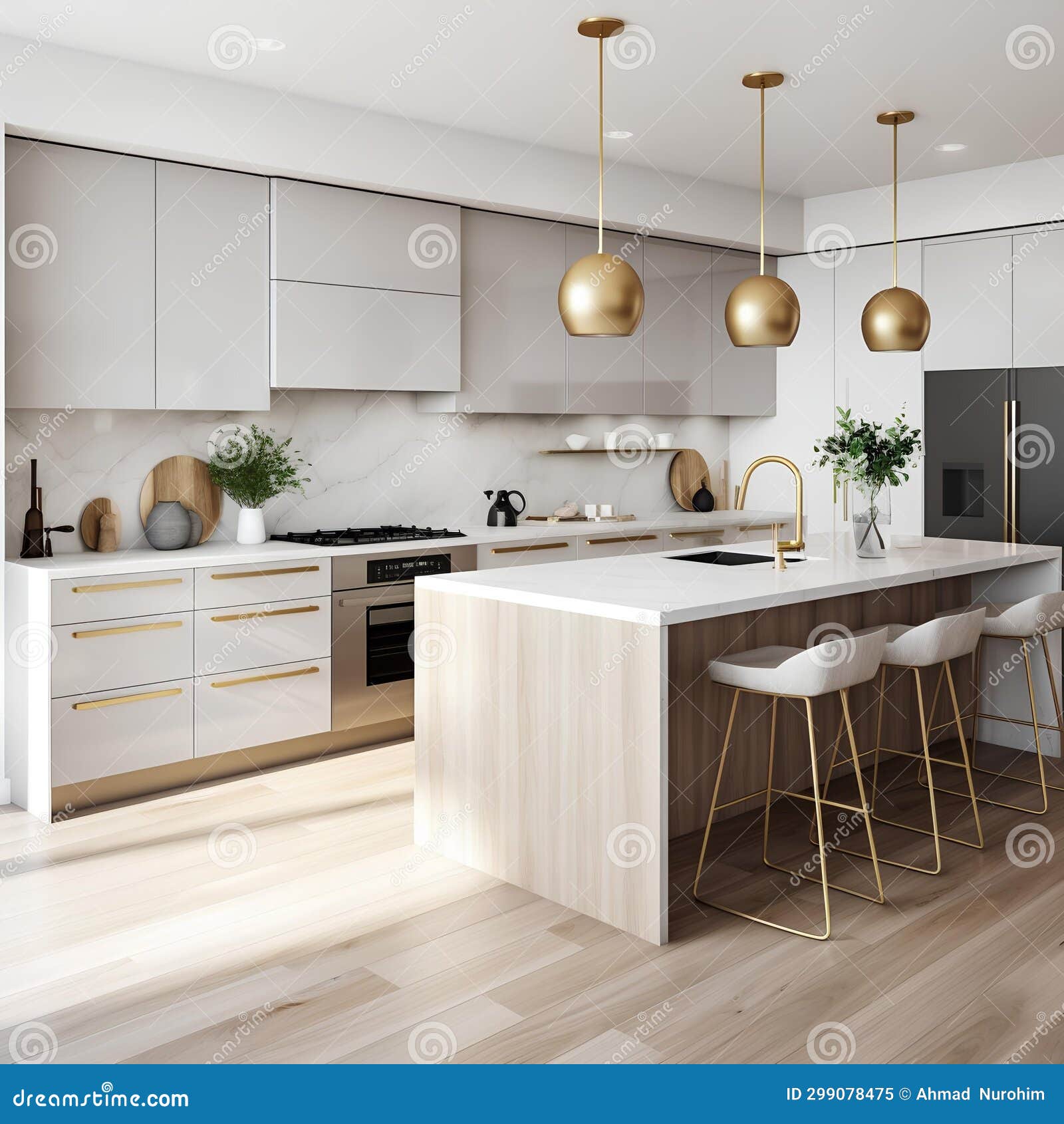 Luxury Modern Kitchen Concept Stock Image - Image of cabinets, house ...