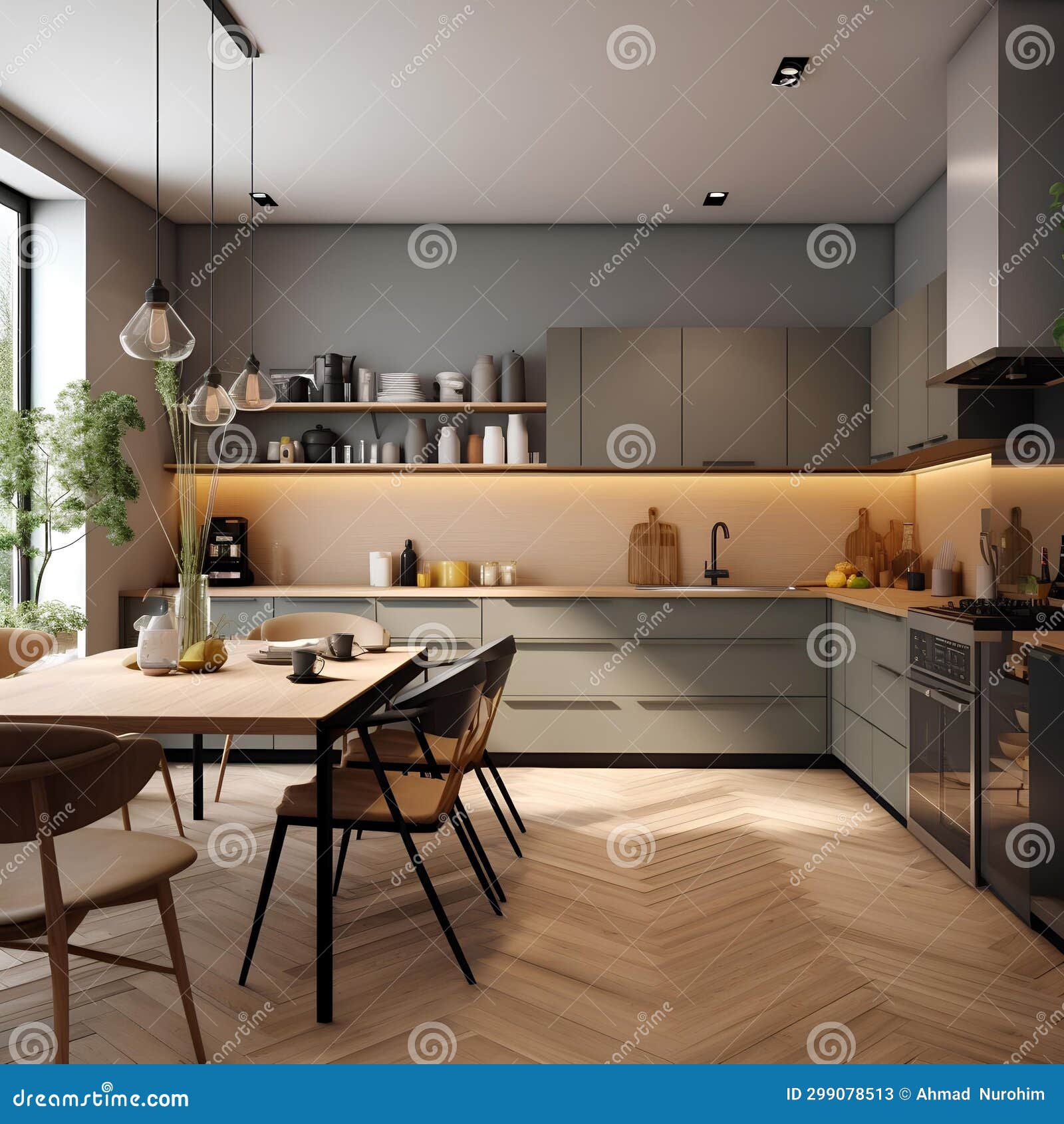 Luxury Modern Kitchen Concept Stock Image - Image of interior, light ...