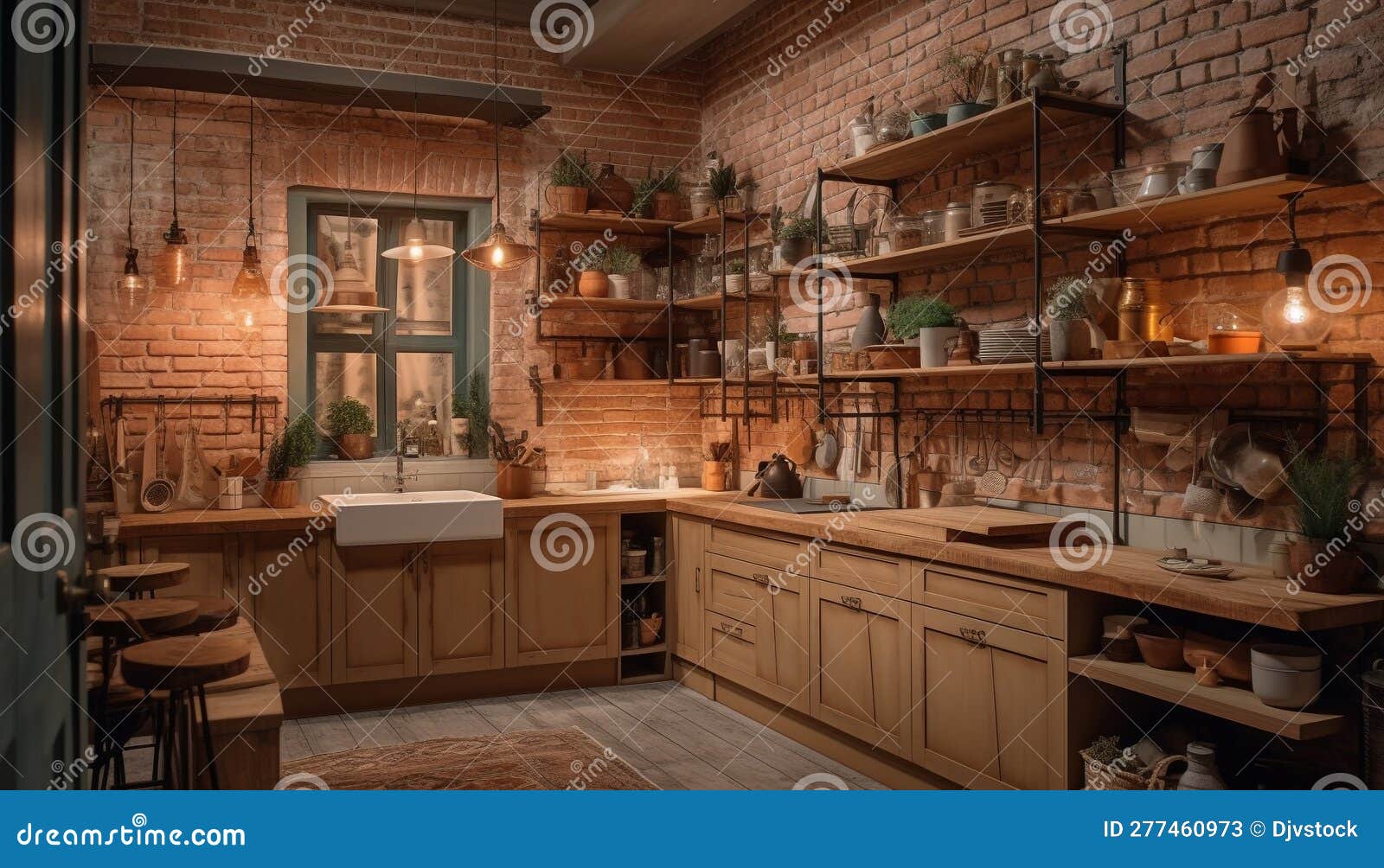 Luxury Modern Kitchen with Elegant Rustic Design Generated by AI Stock ...