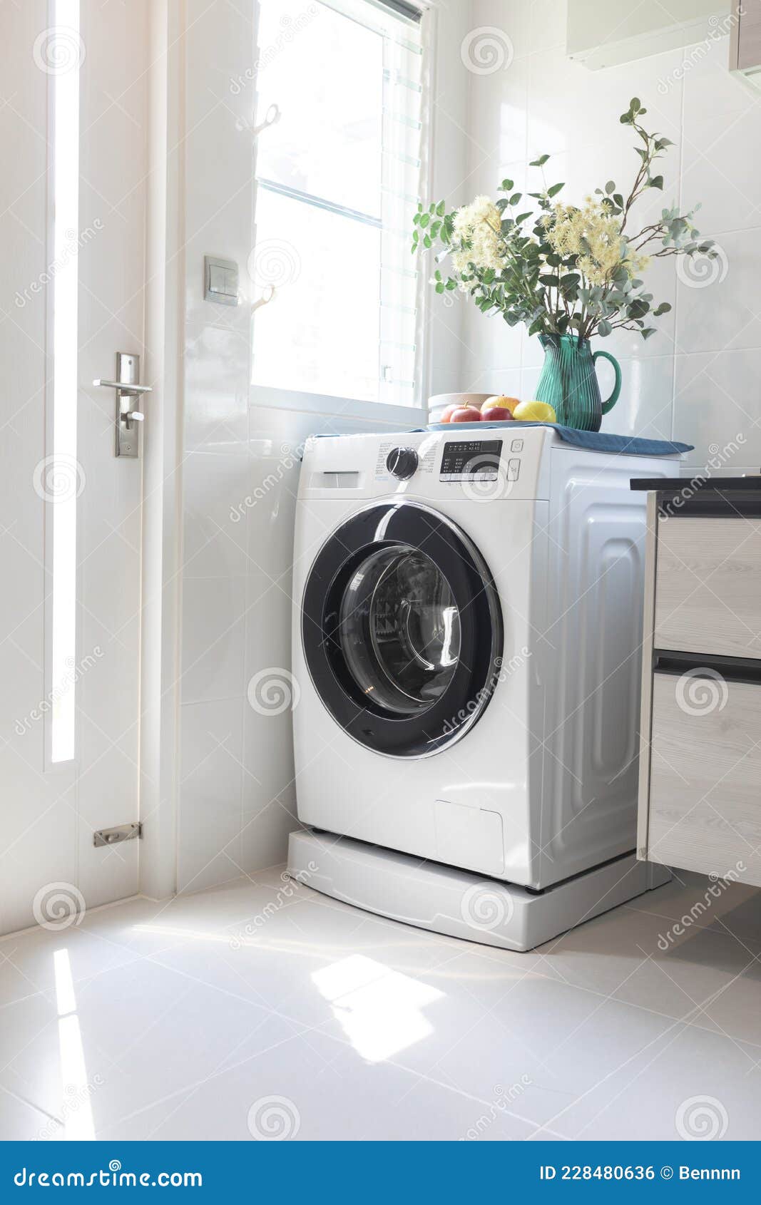Modern Kitchen Interior with Washing Machine. Stock Photo - Image of ...