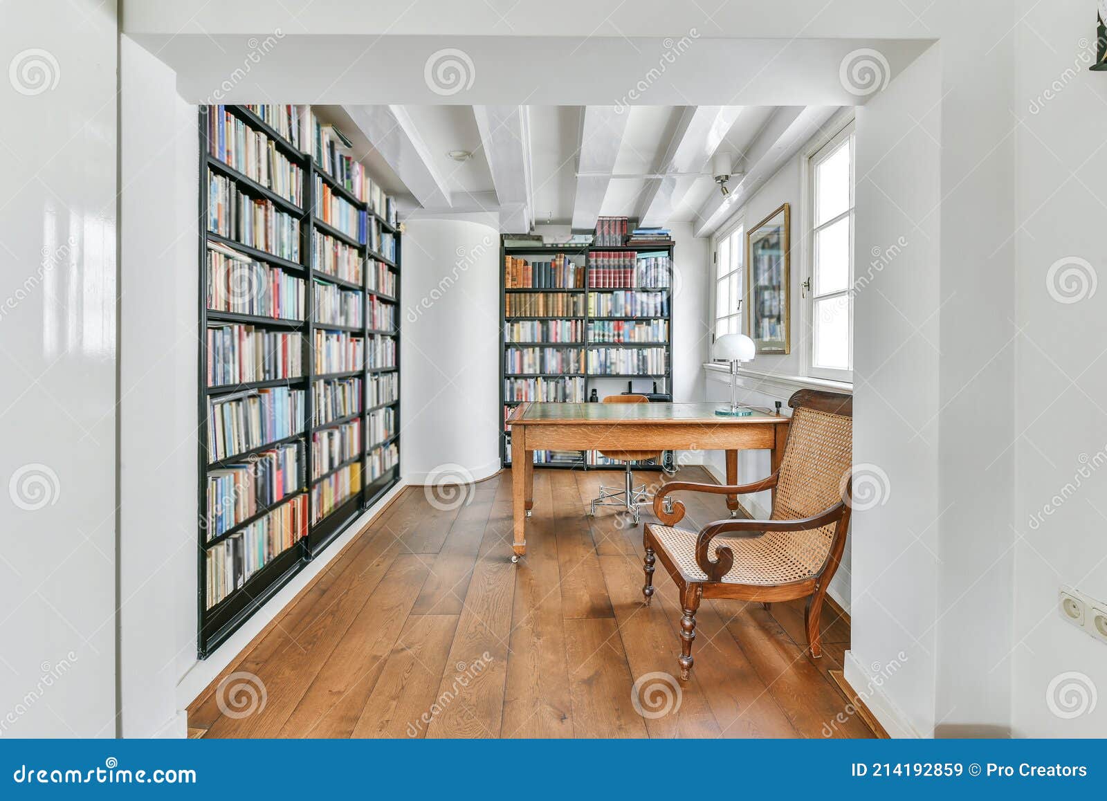 Luxury and Modern Library Interior Stock Image - Image of book ...