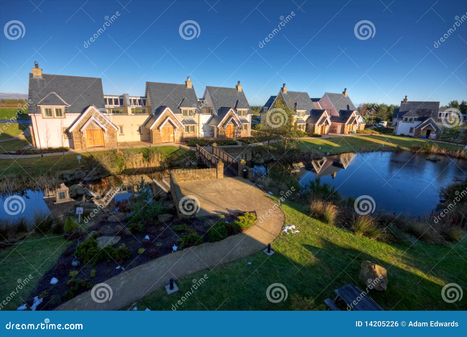 Luxury Modern Neighbourhood in Morning Light Stock Photo - Image of ...