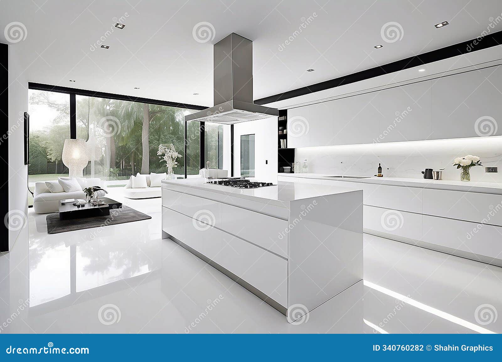 Luxury Modern Pure White Dream Kitchen that is Totally Spotless Stock ...