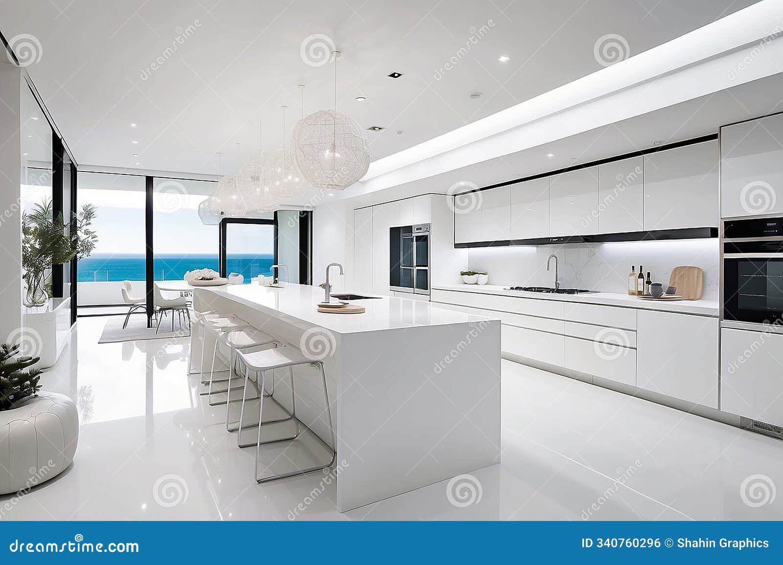 Luxury Modern Pure White Dream Kitchen that is Totally Spotless Stock ...