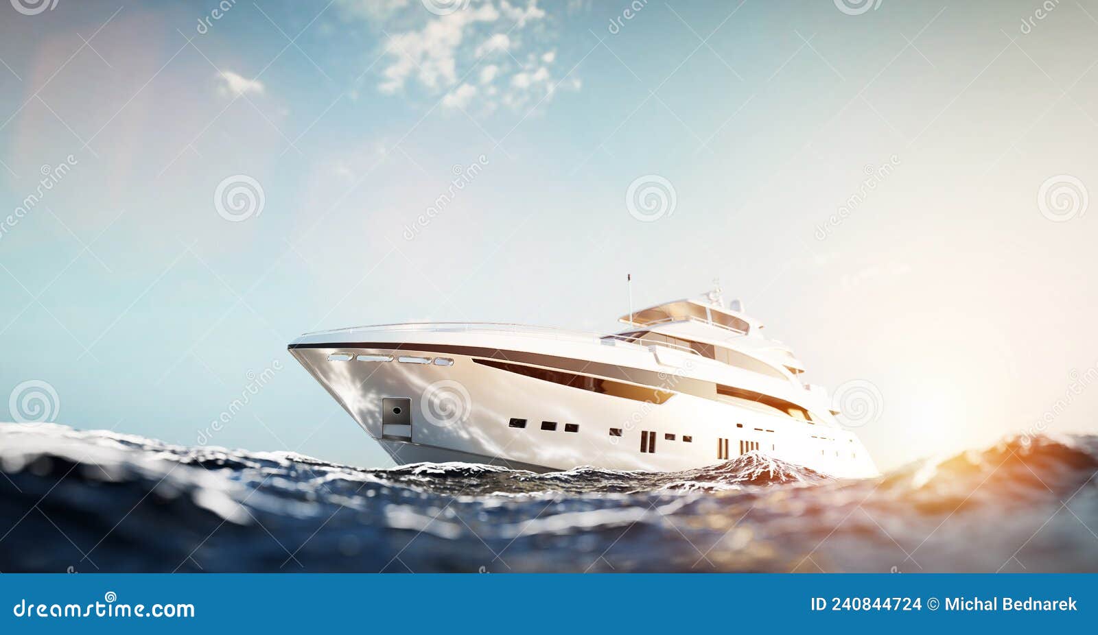 Luxury Motor Yacht on the Ocean Stock Photo - Image of journey ...