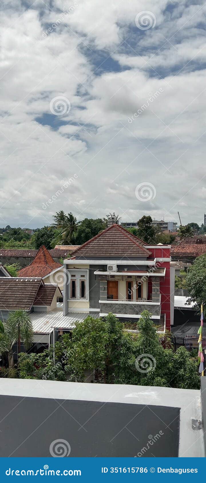 A Luxury Multi-storey House Colored Red and White Stock Photo - Image ...