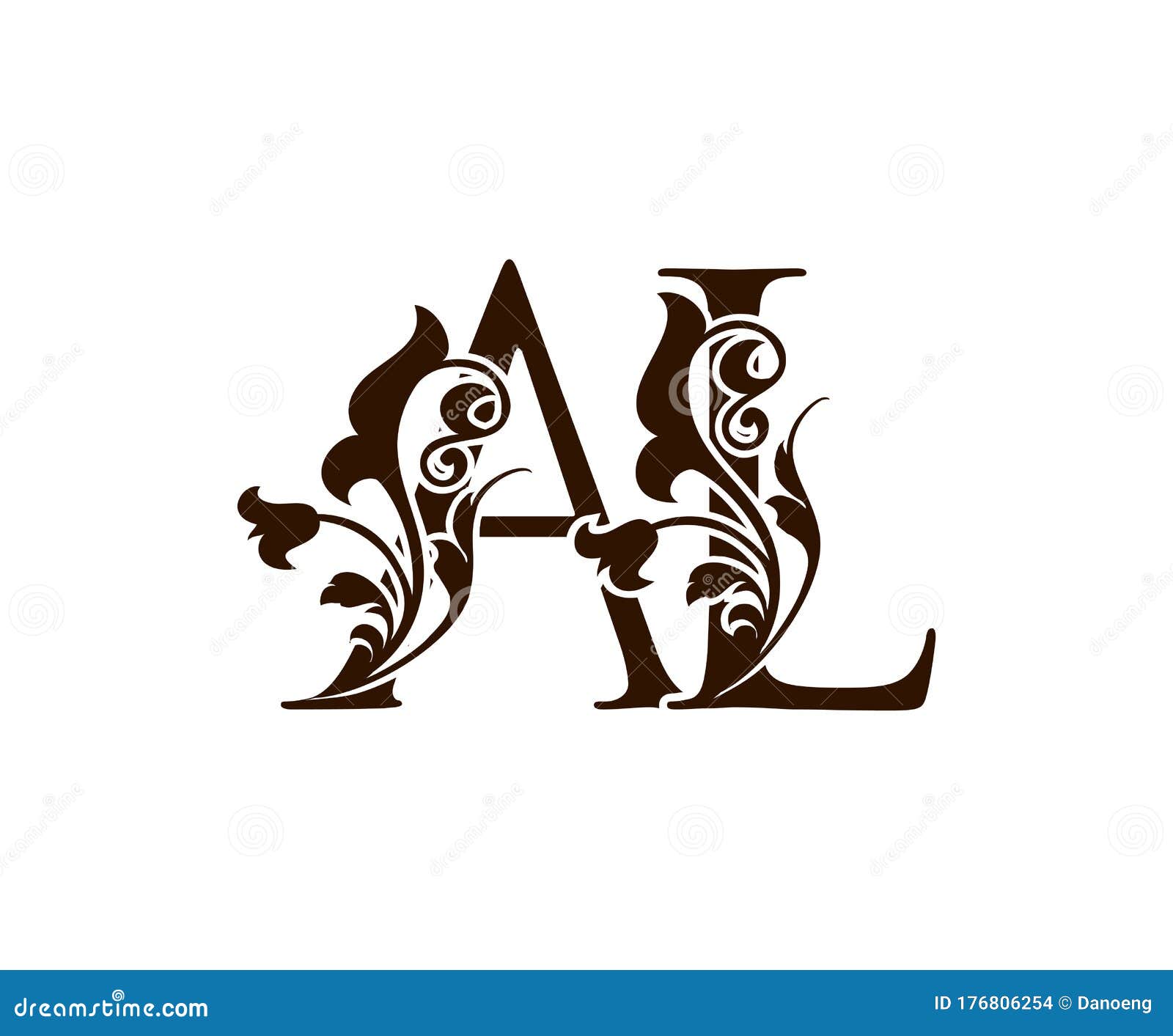 AL Letter Luxury Beauty Flourishes Ornament Monogram Logo Stock ...