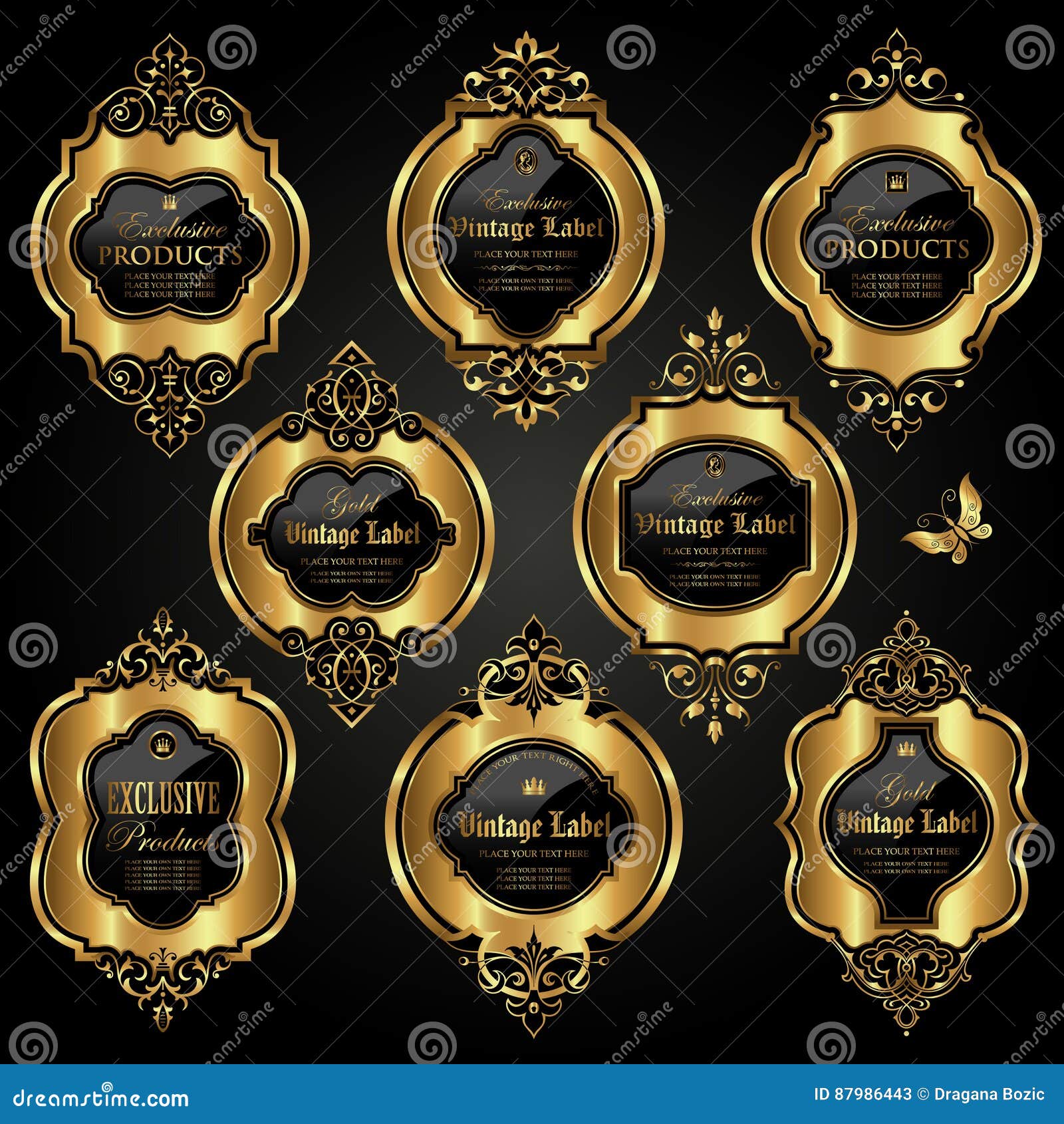 Luxury Ornamental Gold Labels - Vector Set Stock Vector - Illustration ...