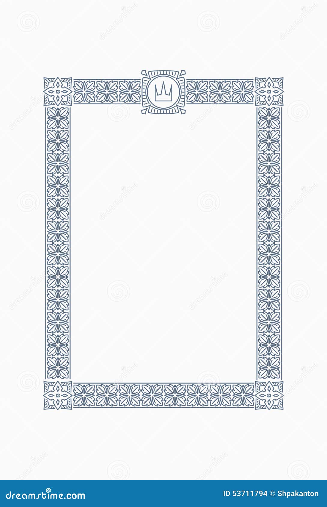 Luxury, Ornate, Vintage Frame with Crown in Blue Gamma. Vector I Stock ...