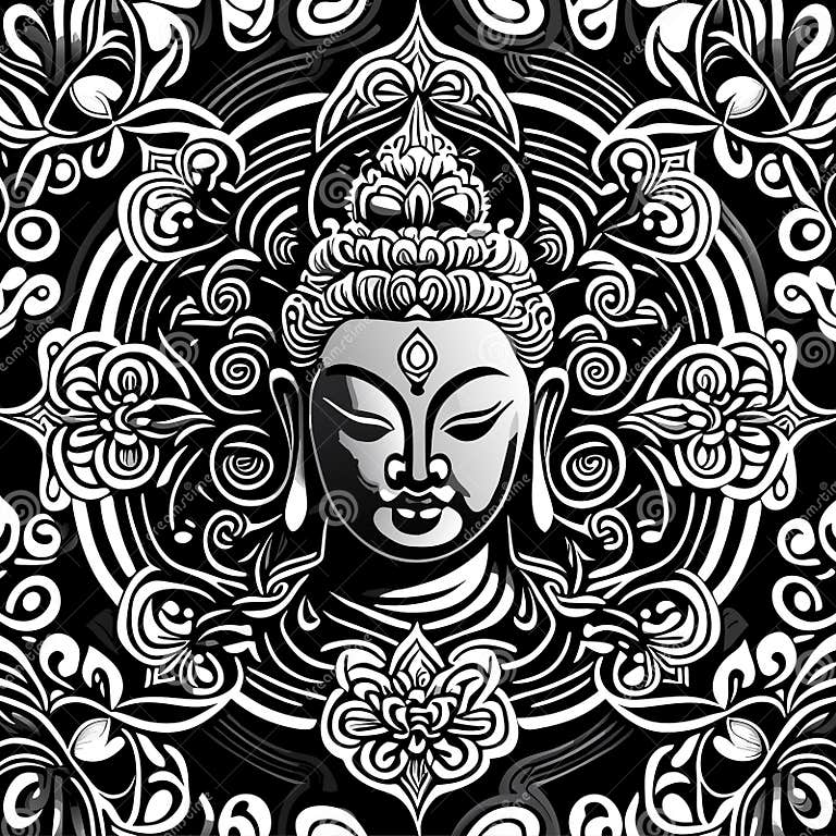 Luxury Outline Pattern Seamless Background of Buddha_03 Stock ...
