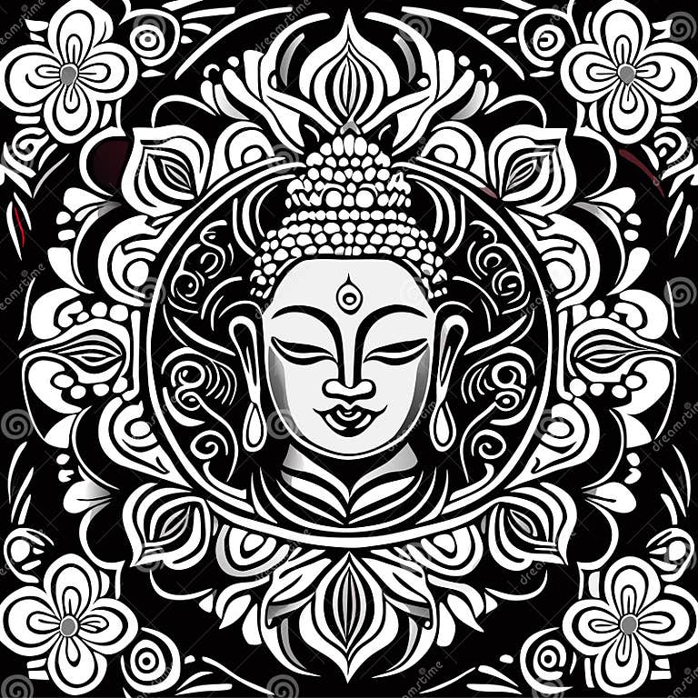 Luxury Outline Pattern Seamless Background of Buddha_010 Stock Vector ...