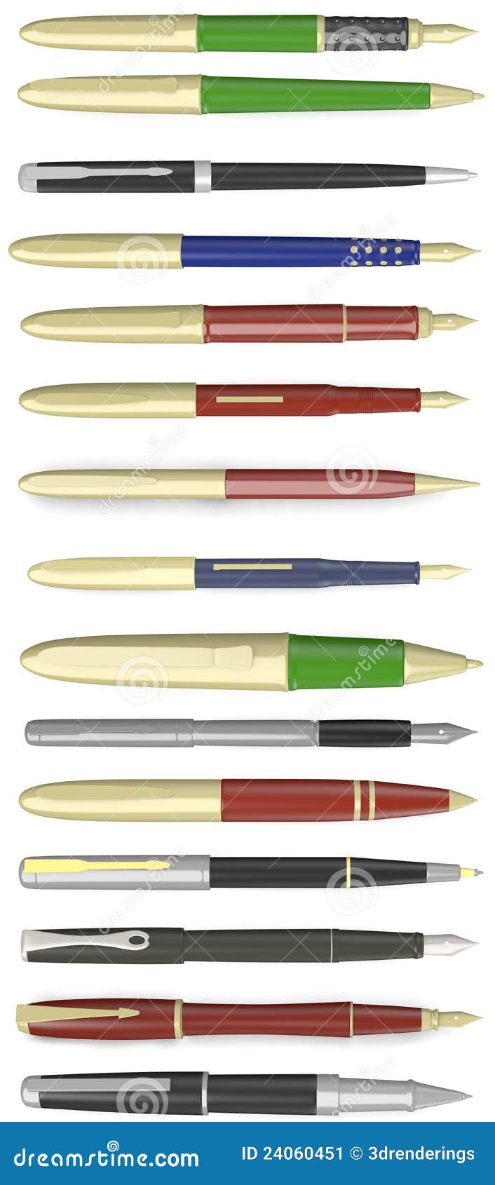 Luxury pens collection stock illustration. Illustration of sign - 24060451