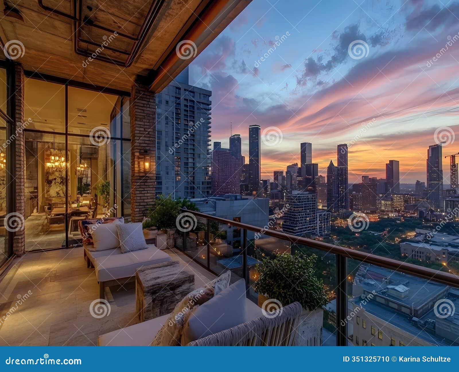 A Luxury Penthouse Condo with an Expansive Terrace Stock Illustration ...